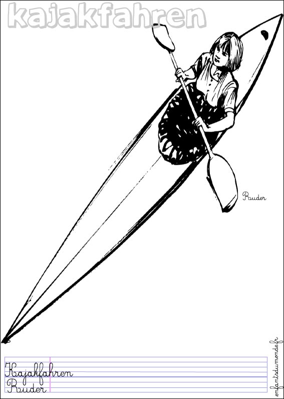 coloriage kayak 1 .:. Coloriages Sports d'eau en allemand