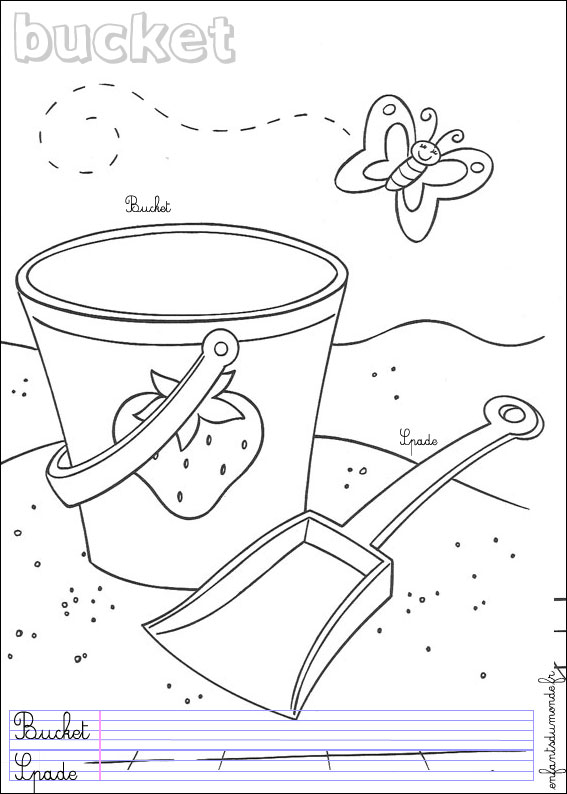 coloriage seau 1 .:. Coloriages Objets de jardinage en anglais