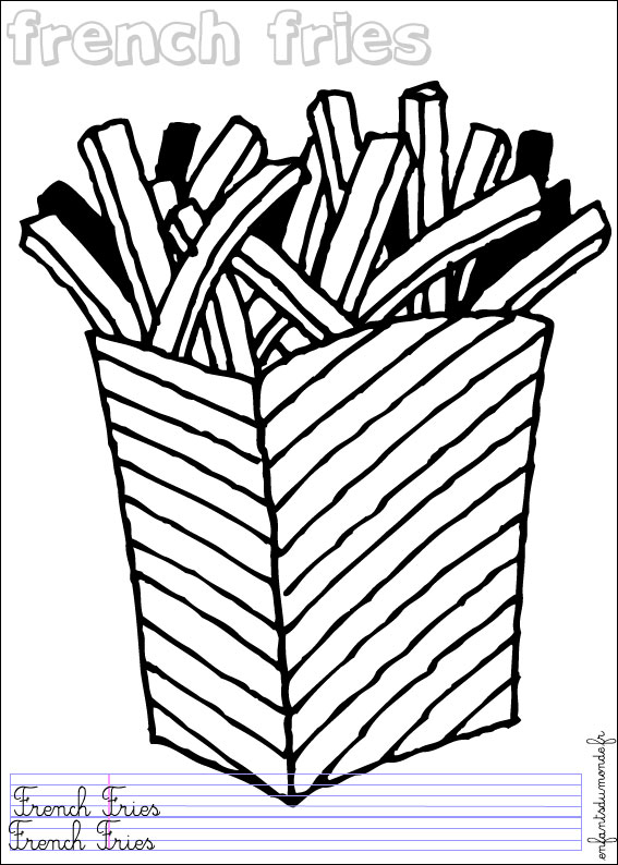 coloriages frites 1 .:. Coloriages Nourriture en anglais
