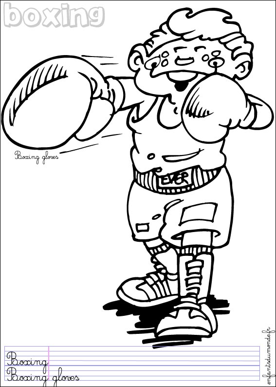 coloriage boxe 2 .:. Coloriages Sports de combat en anglais