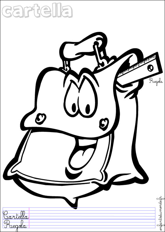 coloriage cartable 1 .:. Coloriages Objets de l'école en italien