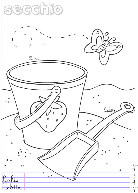 coloriage seau 1 .:. Coloriages Objets de jardinage en italien